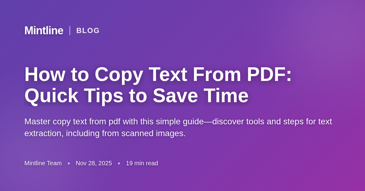 How to Copy Text From PDF: Quick Tips to Save Time - Mintline Blog