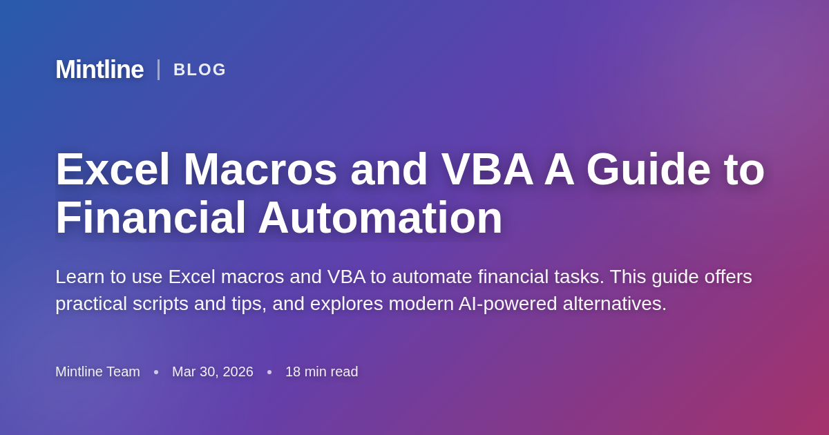 Excel Macros and VBA A Guide to Financial Automation - Mintline Blog